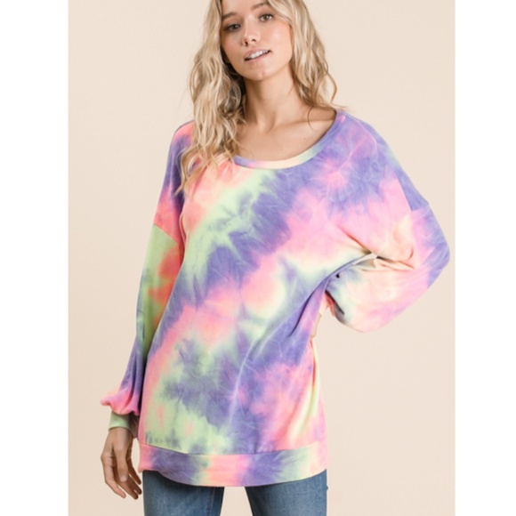 kelzposh | Tops | The Chloe Neon Tie Dye Puff Sleeve Top | Poshmark